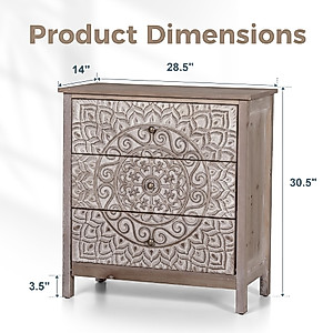 MAISON ARTS 3 Drawer Dresser for Bedroom (Set of 2), Farmhouse Wooden Chest of Drawers with Brass Metal Handles Modern Boho Dressers & Chests for Living Room, Hallway, Entryway