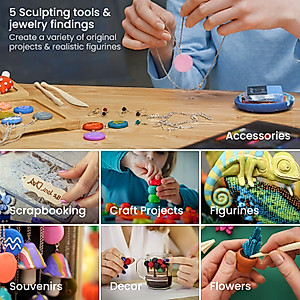 Arteza Polymer Clay Kit, Modeling Clay Oven Bake for Adults and Teens with 5 Sculpting Tools, 42 Colors, Made for Clay Earrings, Jewelry Making and Crafts