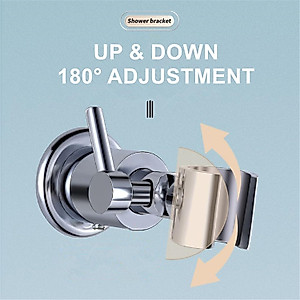 All Metal Shower Head Holder,180° Adjustable Shower Wand Holder with Handle,Handheld Shower Head Holder,Shower Head Holder Wall Mount,Handheld Shower Head Bracket