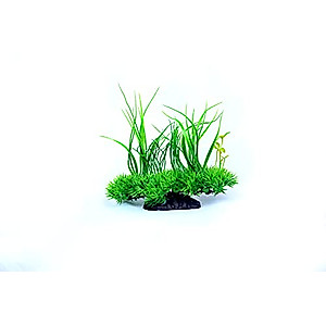 Bubblefin Fish Tank Aquarium Aquascape Artificial Plastic Plant (Fescue Similar, 7"×3"×6" H)