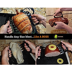 Cave Tools Meat Claws for Shredding Pulled Pork, Chicken, Turkey, and Beef- Handling & Carving Food - Barbecue Grill Accessories for Smoker, or Slow Cooker - Gun Metal