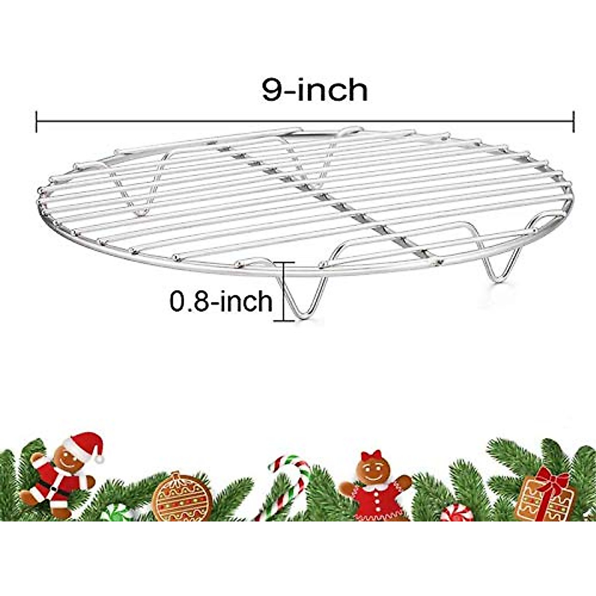 TeamFar Round Cooling Rack Set of 2, 9 Inch Round Rack Baking Steaming Roasting Rack Set Stainless Steel, Healthy & Dishwasher Safe, Mirror Finish & Rust Free