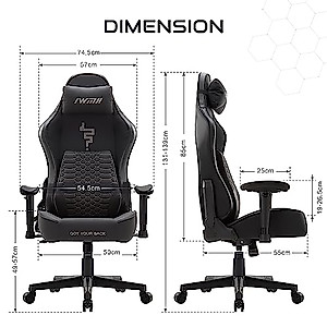 IWMH Office Chair for Adults, Ergonomic Computer Chair with Lumbar Support, High Back Executive Swivel Rolling Desk Chair, Height Adjustable (Black 1)