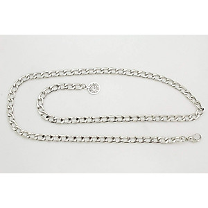 Women Fashion Skinny Belt High Waist Hip Silver Metal Chain Coin Charm Buckle Fit Size XS S M