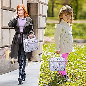 easymake Bible Covers for Women Zippered Pocket Bible Bags Carrying Case with Handles, Bible Cases Multi-Functional Organizer with Floral Pattern Purple on Cover, Gifts for Kids Girls Women