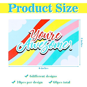 Teling 60 Pcs You are Awesome Cards Postcards 4 x 6 Inches You are Amazing Cards Thanks Employee Appreciation Postcards Certificates for Adults and Teacher Office Supplies