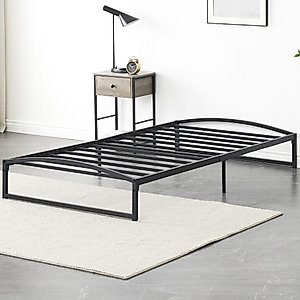 IDEALHOUSE Low Bed Frame Twin Size, 10 Inch Heavy Duty Metal Platform Twin Bed Frame Low Profile, Mattress Foundation, No Box Spring Needed, Noise-Free, Non-Slip, Easy Assembly, Black