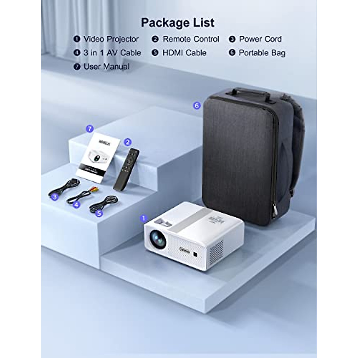 WiMiUS W7 5G WiFi 1080P 4K Outdoor Movie Projector