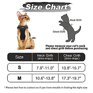 Supet Cat Harness and Leash Set for Small to Large Cats, Adjustable Cat Leash and Harness Set Escape Proof with Reflective Trim Universal Kitten Harness for Cats Puppies Outdoor Walking