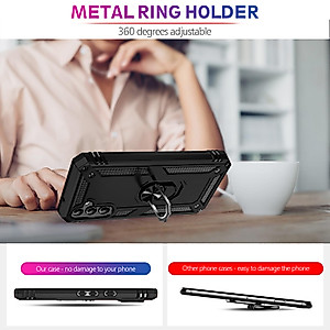 for Samsung Galaxy S23 FE Case with Screen Protector, Military Grade Rugged Shockproof Heavy Duty Galaxy S23 FE Protective Cover for Samsung S23 FE 5G Magnetic Ring Kickstand Phone Case (Black)