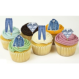 12 Denim and Diamonds Theme Party Cupcake Toppers/Food picks