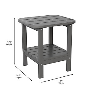 Flash Furniture Newport 2-Tier Adirondack Side Table - Recycled HDPE All-Weather Materials - Indoor/Outdoor - Gray