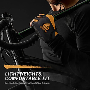 HTZPLOO Bike Gloves Cycling Gloves Biking Gloves Half Finger Bicycle Gloves for Men Women with Anti-Slip Shock-Absorbing Pad,Light Weight Mountain Bike Gloves (Black&glod, Large)
