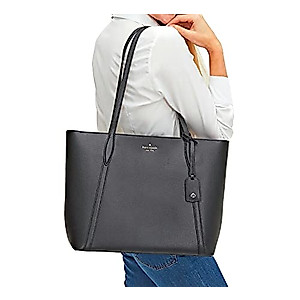KATE SPADE CARA LARGE TOTE SHOULDER BAG LAPTOP CARRYALL BLACK LEATHER GOLD