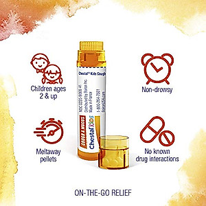 Boiron Chestal Kids Pellets for Cough and Mucus Relief, Nasal or Chest Congestion, and Sore Throat Relief - 2 Count (160 Pellets)