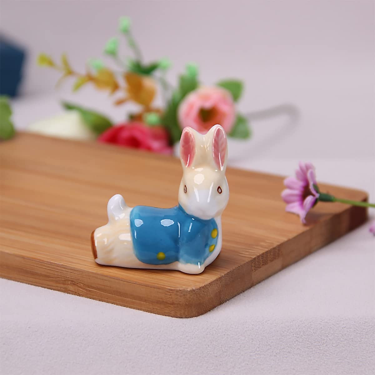 WAIT FLY WAIT FLY Cute Animals Shape Chopsticks Rest Set Spoon Stand Rest Set for Knife Fork Holder-Rabbits-6 PCS