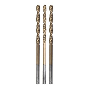 HARFINGTON 3pcs Twist Drill Bits 2.5mm Titanium Coated (HSS-E) M42 High Speed Steel 8% Cobalt Straight Shank for Stainless Steel Aluminum Alloy Metal