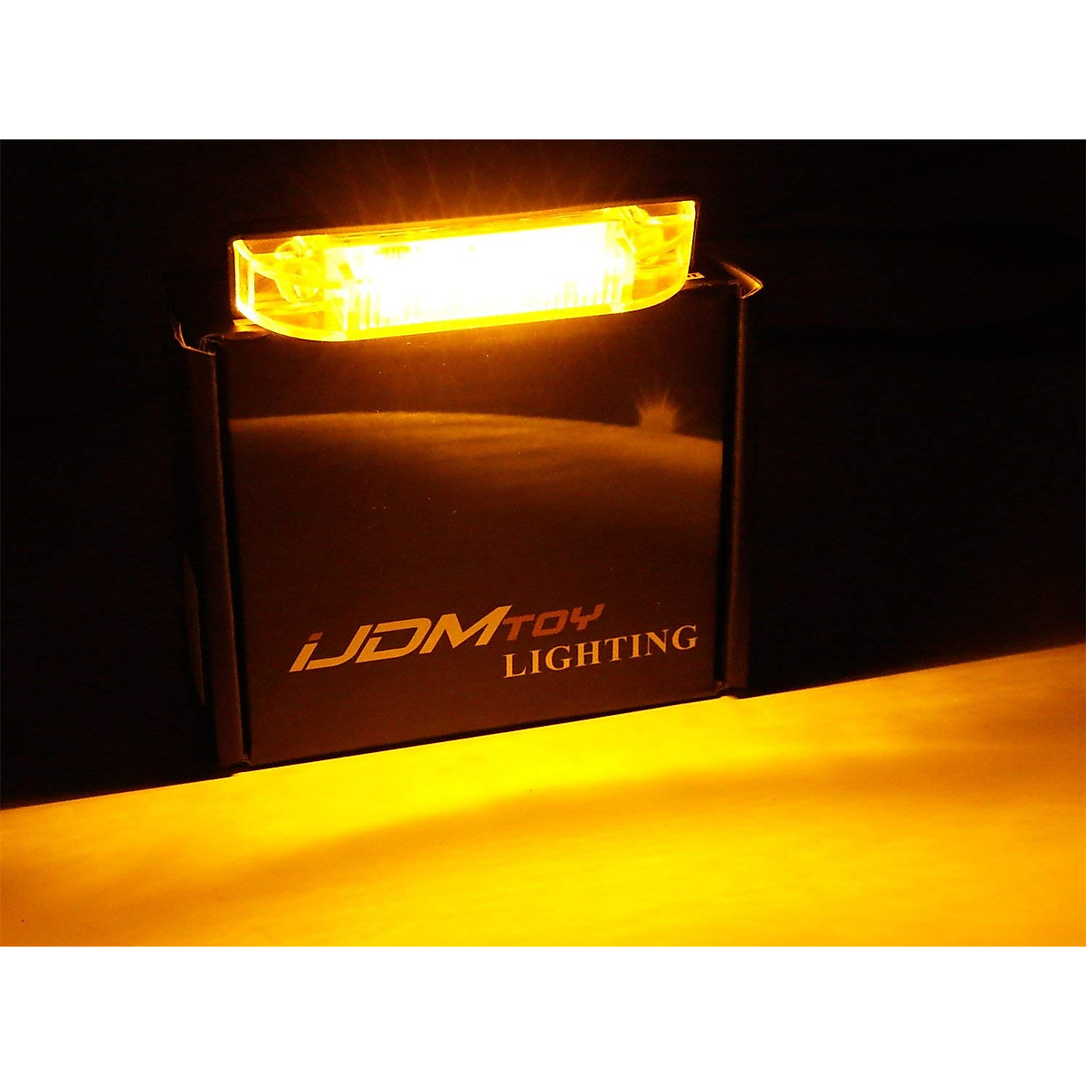 iJDMTOY Smoked Lens Amber LED Grille Lights Kit Compatible with 2012-up Toyota Tacoma, Center Set 2-Piece Marker Lamps w/Wiring & Hardware