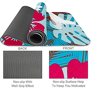 REJOON Flower PatternYoga Mat Thick Non Slip Yoga Mats for Women&Girls Exercise Mat Soft Pilates Mats