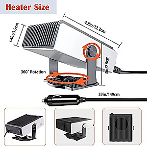 12V 150W Portable Car Heater,2 in 1 Auto Heater/Cooling Fan Car Windscreen Demister Heater Fast Heating Defrost Defogger Plug in Cigarette Lighter Automobile Windscreen Fan