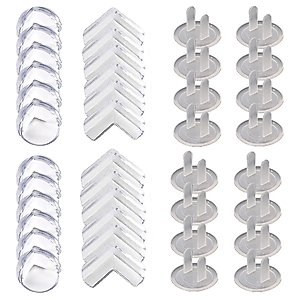 40 pcs Corner Protector and Outlet Cover, BOSOIRSOU Baby Proofing Table Corner Guards Furniture Corner Covers for Baby Safety, Clear Secure Electric Plug Protectors Socket Covers for Home Office