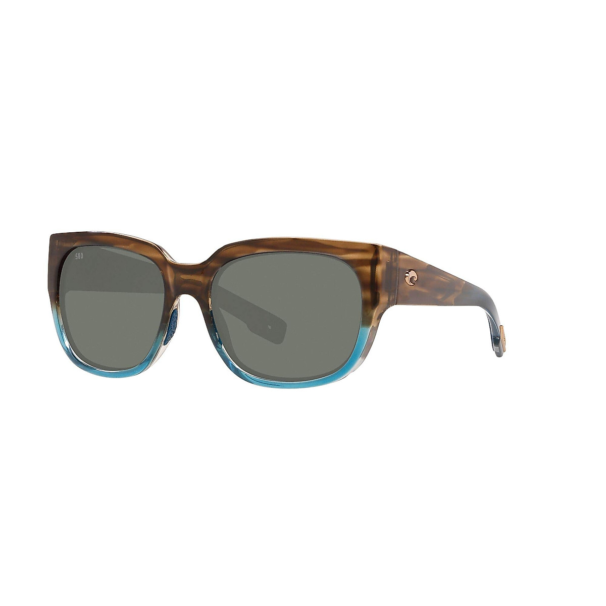 Costa Del Mar Womens Waterwoman Rectangular Sunglasses, Shiny Wahoo/Grey Polarized-580G, 55 mm