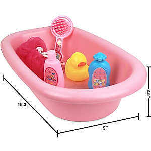 Click N' Play Baby Doll Bathtub Pretend Play Set with Accessories | Baby Bath Tub Play Set for Girls and Toddlers with 6 pcs Accessories | Baby Doll Bath Toy/Baby Doll Bathtub Set for Kids Ages 3+