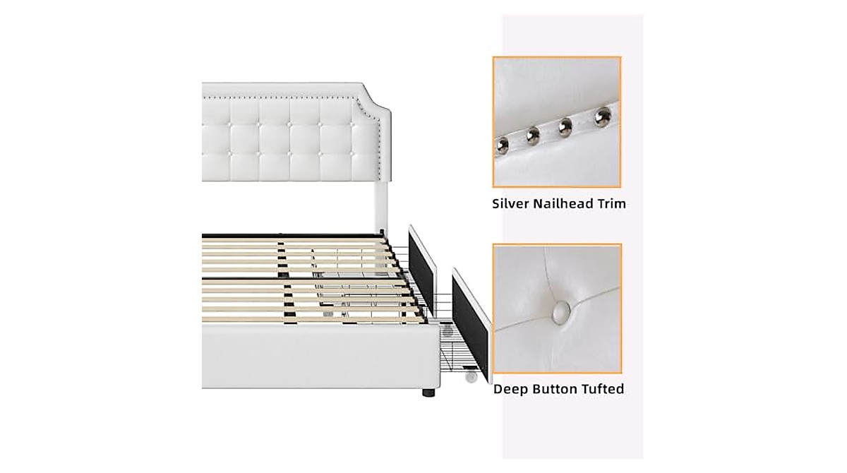 Keyluv Full Size Storage Bed Frame with Drawers