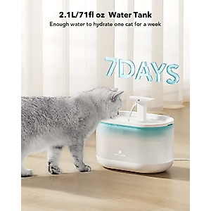 PETLIBRO Cat Water Fountain, 71fl oz/2.1L Ultra Quiet Pet Water Fountain for Cats Inside, BPA-Free, Two Flow Modes,Visible Water Level Cat Fountain Water Bowl, Dog Water Dispenser with 4 Large Filters