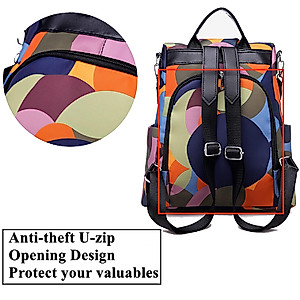 COFIHOME Fashion Backpack for Women Anti-theft Waterproof Rucksack Daypack Shoulder Bag Ladies Rucksack Laptop Handbag Casual Travel Hiking Backpack Purse with Pom Pom Keychain, Large, Multicolor