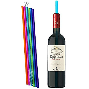 Extra Long 14.5 Inch Reusable Silicone Straws for Wine Bottle,1 Gallon/128 64 75 OZ Water Bottle,Mugs,1/Half Gallon Hydro Water Jug, Flexible Tall Giant Big Gallon Jug Drinking Straw With Brush-8 Pack