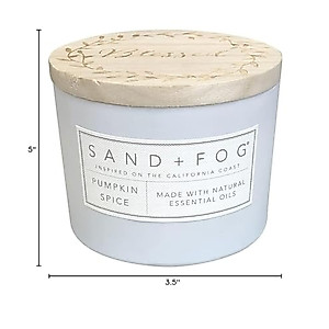 Sand + Fog Scented Candle - Pumpkin Spice – Additional Scents and Sizes – 100% Cotton Lead-Free Wick - Luxury Air Freshening Jar Candles - Perfect Home Decor – 12oz