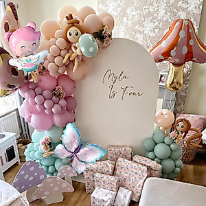 Fairy Wonderland Birthday Party Decorations,138Pcs Fairy Butterfly Mushroom Balloon Arch Garland Kit Dusty Pink Purple Blue Green Balloons for Girls Fairytale Spring Garden Tea Party Bride Baby Shower