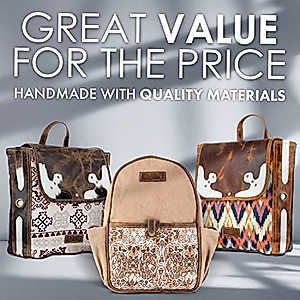 SIXTEASE Womens Fashion Backpack Chic Vintage Style Backpack Made with Genuine Leather, Upcycled Canvas, or Hair On - Large Interior with Multiple Inner and Outer Pockets - Cosmic Latte