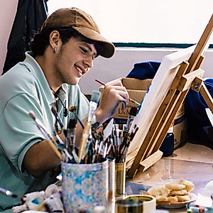 ARTEZA Premium Stretched Canvas, 12 x 12 Inches, Pack of 8, Blank White Square Canvas Boards for Acrylic, Oil and Gouache Painting