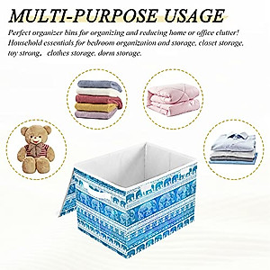 Elephants Storage Bins with Lids for Organizing Lidded Home Storage Bins with Handles Oxford Cloth Storage Cube Box for Toys
