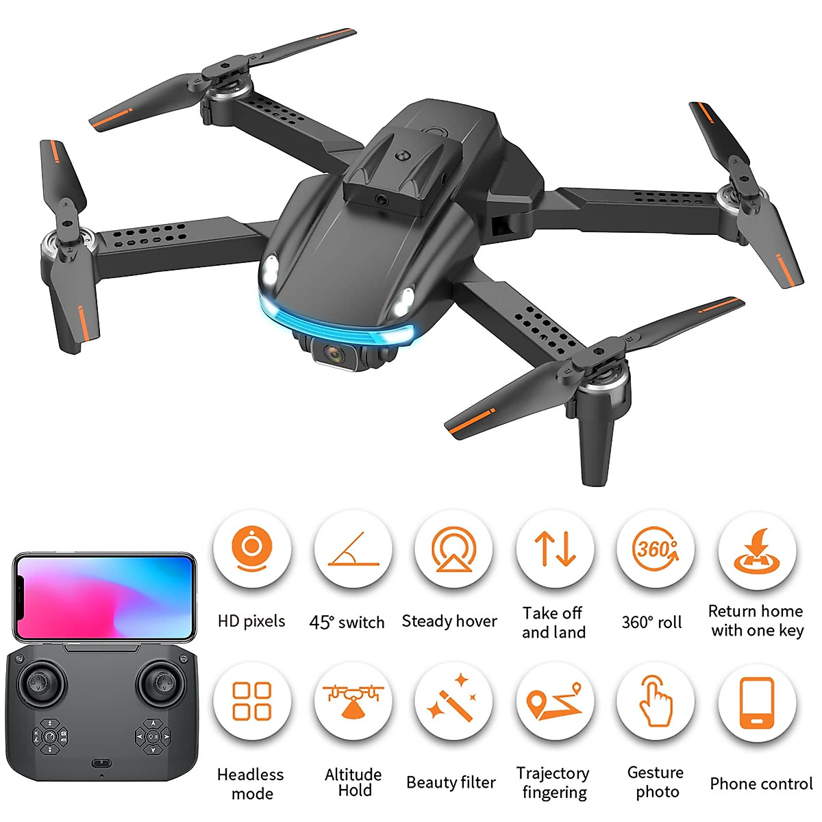 Mini Drones for Kids with 1080P FPV Camera,Obstacle Avoidance,Follow Me,BIWASE RC Quadcopter for Beginners,Remote Control Toys Gifts for Boys Girls with Altitude Hold,One Key Control,Headless Mode,3D Flips 2 Batteries
