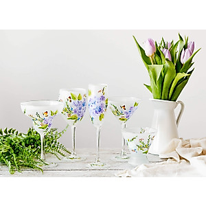 Golden Hill Studio Springtime in Paris Collection Unique Glassware by USA Artists, Set of 2, Spring Table Décor