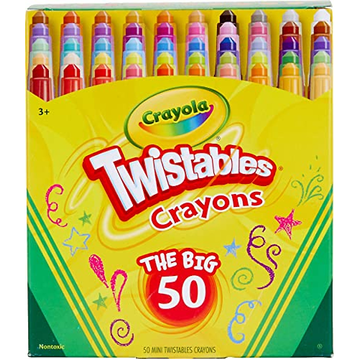 Crayola Mini Twistables Crayons Coloring Kit (50 Count), Toddler Crayons, Coloring Supplies, Gifts for Kids Ages 3+