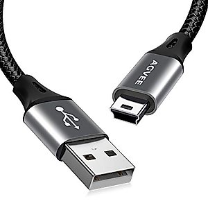 AGVEE [2 Pack 6ft Replacement for Garmin Nuvi GPS Charger Data Cable Gpsmap Charging Cord, TI-84 Plus/CE/C Silver, Blue Yeti USB Microphone/Pro Mic, for Canon IFC-400PCU/300PCU/200U, Dark Gray