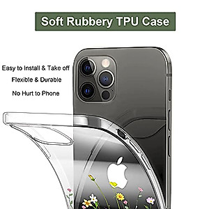 Unov Case Compatible with iPhone 13 Pro Case Clear with Design Embossed Floral Pattern Soft TPU Bumper Slim Protective 6.1 Inch (Flower Bouquet)