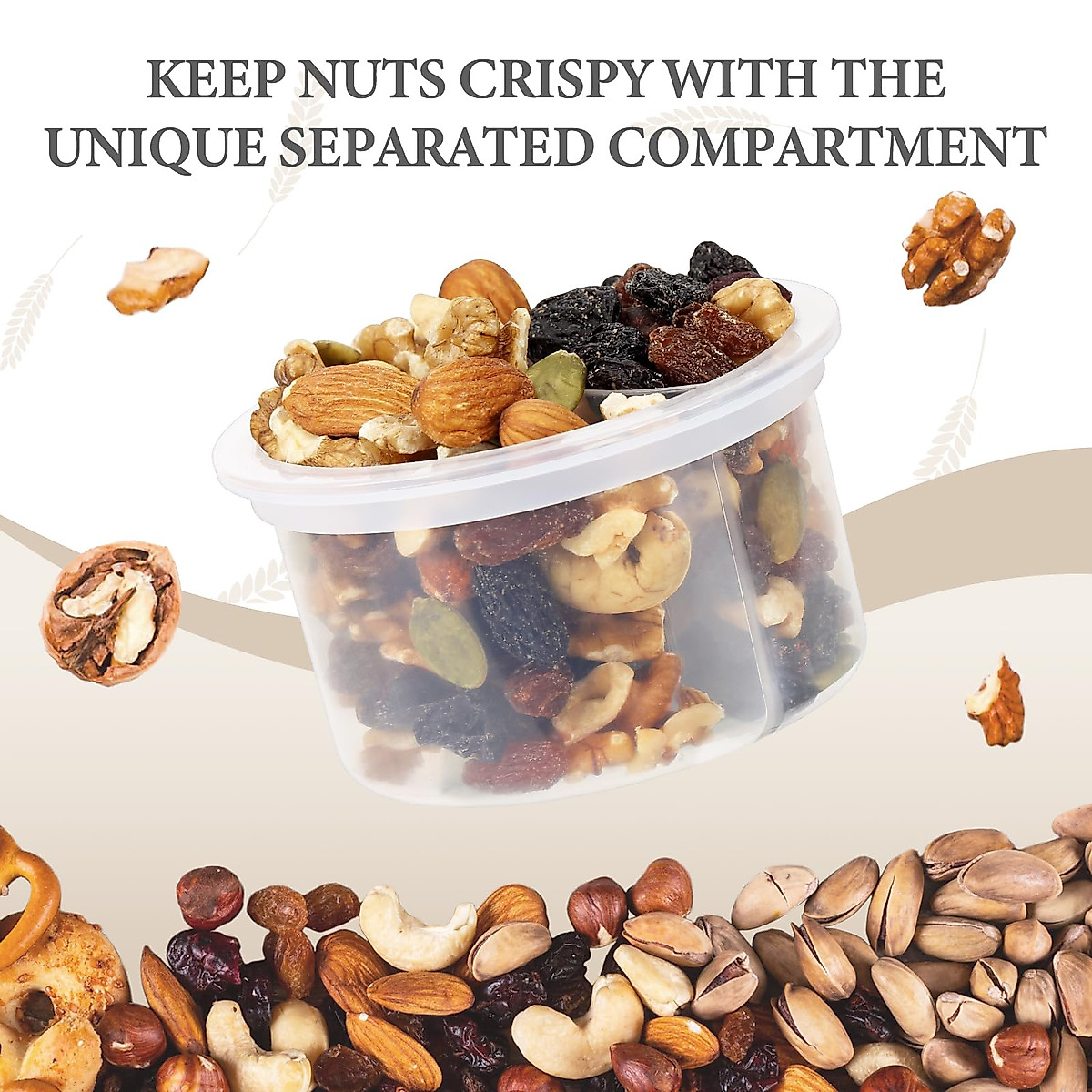 SOLIGT 4 Pack Overnight Oats Containers with Lids, Folding Spoons and Divided Compartments for Fruit & Nuts, Small Glass 16oz Mason Jars for Oatmeal (4 Set-Oat White/Green/Rose/Blue)