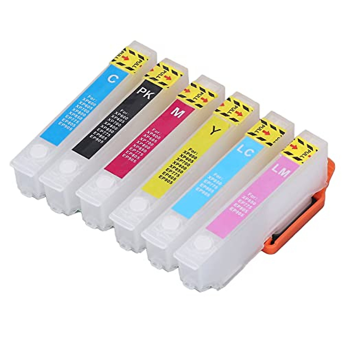 FTVOGUE 6Pcs Ink Cartridge PP Reusable 6Colors Printer Refill Ink Cartridge Replacement (T2431/T2432/T2433/T2434/T2435/T2436)