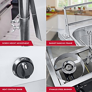 KEEKR Two Tank Outdoor Deep Fryer with Thermometer | Propane Deep Fryer with 2 Stainless Steel Basket & Lid Covers | Large Oil Tank Capacity with Regulating Knobs