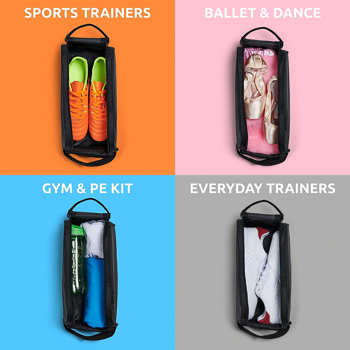 Case4Life - Black Sneaker Shoe Duffle Bag for Travel, Gym, Sport & Soccer Shoes - Heavy Duty & Water Resistant Design