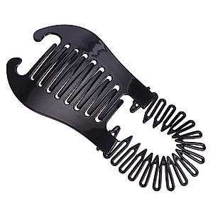 Nifocc Interlocking Banana Combs Stretch Flexible Hair Combs Clips Flexible Ponytail Hair Clincher Hair Accessories for Women and Girls 2 Pcs Brown and Black