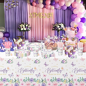 HIPVVILD Butterfly Baby Shower Decorations - A Little Butterfly Is On The Way Party Supplies, Plate, Napkin, Tablecloth, Fork, Pink Floral Butterfly Baby Girl Table Decorations Tableware | Serve 24
