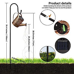 Outdoor Solar Watering Can Lights with holder, Solar Garden Lights, Metal Solar Lanterns Waterproof Garden Decor String Lights,Hanging Solar Lights for Yard Landscape,Pathway,Lawn,Patio,Walkway,Party