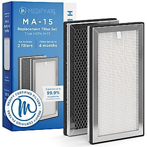 Medify MA-15 Genuine Replacement Filter Set for Allergens, Smoke, Wildfires, Dust, Odors, Pollen, Pet Dander | 3 in 1 with Pre-filter, True HEPA H13 and Activated Carbon for 99.9% Removal | 1-Pack