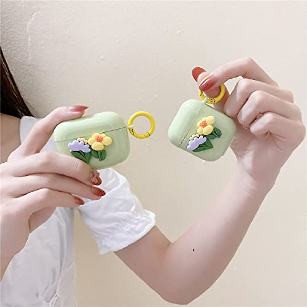 Airpods Pro Case, YohokGo Airpods Accessories Cute Flower Protective Cover Cases Lightweight Portable & Shockproof Gifts for Girls,Compatible with Airpods Pro Charging Case